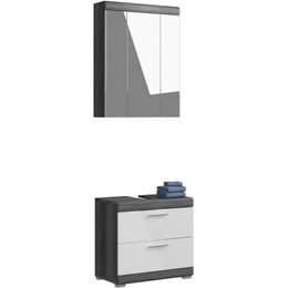 Inosign Badmöbel-Set Siena, (Set, 2-St), Badmöbel, Spiegelschrank, Waschbeckenunterschrank, grau|silberfarben|weiß