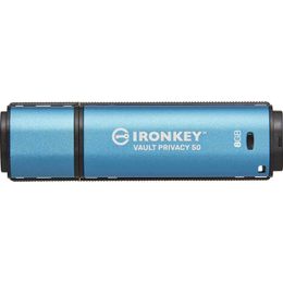 Kingston IRONKEY VAULT PRIVACY 50 SERIE 16GB USB-Stick (USB 3.2, Lesegeschwindigkeit 250 MB/s), blau