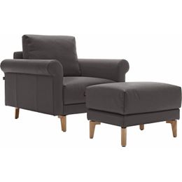 Hülsta Sofa hülsta sofa Sessel hs.450, modern Landhaus, Breite 88 cm, Fuß Nussbaum, braun|grau