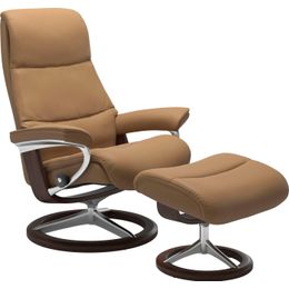 stressless® Relaxsessel View (Set, Relaxsessel mit Hocker), mit Signature Base, Größe M,Gestell Braun, beige
