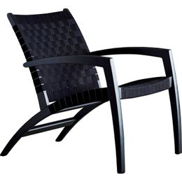 Hammel Furniture Loungesessel Findahl by Hammel Luna, aus massiver Eiche, Sitz und Rückenlehne aus geflochtenem Gurtband, schwarz