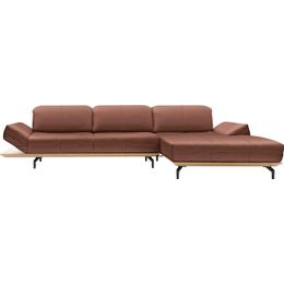 Hülsta Sofa hülsta sofa Ecksofa hs.420, in 2 Qualitäten, Holzrahmen in Eiche Natur oder Nußbaum, Breite 313 cm, braun