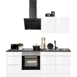Kochstation Küchenzeile KS-Brindisi, mit E-Geräten, Breite 210 cm, weiß