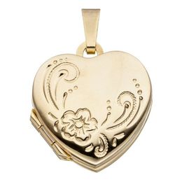 Jobo Medallionanhänger Anhänger Medaillon Herz, 333 Gold, gelb|goldfarben