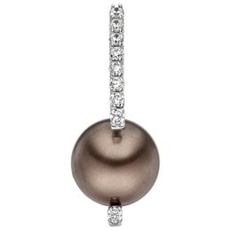 Jobo Perlenanhänger Anhänger mit Perle, 925 Silber mit synthetischer Perle und Zirkonia, silberfarben
