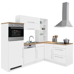 Kochstation Winkelküche KS-Samos, ohne E-Geräte, Stellbreite 230 x 170 cm, weiß
