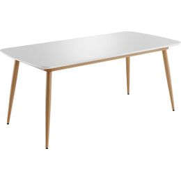 INTER-FURN Esstisch Bozen (1-St), 180 cm Breite x 90 cm Tiefe, Tischplatte Weiß Lack, Metallgestell, weiß