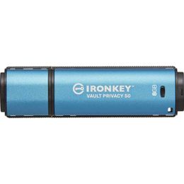 Kingston IRONKEY VAULT PRIVACY 50 SERIE 32GB USB-Stick (USB 3.2, Lesegeschwindigkeit 250 MB/s), blau