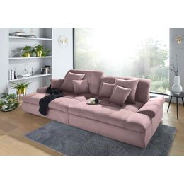 Mr. Couch Big-Sofa Biarritz, Wahlweise mit Kopfteilverstellung und RGB-LED-Beleuchtung, rosa