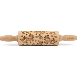 Folkroll Teigroller 3D-Motiv-Teigrolle Buchenholz, Einhorn, beige|braun