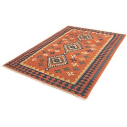 Wollteppich Kelim - Oriental - 198 x 138 cm - dunkelrot, morgenland, rechteckig, Höhe: 6 mm, Wohnzimmer, Einzelstück, rot