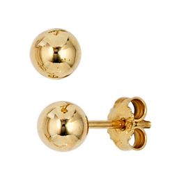 Jobo Paar Ohrstecker Kugel, 333 Gold 5 mm, gelb|goldfarben