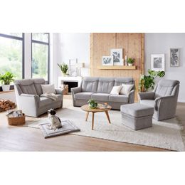 VILLA BECK Polstergarnitur Lugano, (Set, 3-tlg), Kopfteilverstellung, in Sitzhöhe 49 cm, 3-Sitzer und 2x Sessel, grau