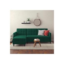 Dorel Home Ecksofa Hartford, L-Form, mit Bettfunktion und Stauraum, Recamiere beidseitig montierbar, grün