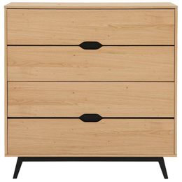 Home Affaire Kommode Flow, moderne Schubkastenkommode ohne Griffe, schöne Holzoptik, Höhe 112 cm, beige