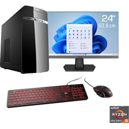 CSL Sprint V28911 Gaming-PC-Komplettsystem (24", AMD Ryzen 5 5600G, AMD Radeon Graphics, 8 GB RAM, 500 GB SSD), schwarz