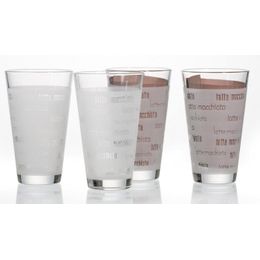 Ritzenhoff & Breker Ritzenhoff & Breker Latte-Macchiato-Glas Chicco, Glas, Schrift-Dekor, 4-teilig, weiß