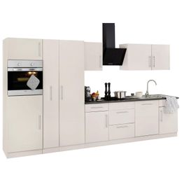 Wiho-Küchen wiho Küchen Küchenzeile Cali, mit E-Geräten, Breite 360 cm mit Metallgriffen, beige|grau