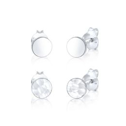 Elli Ohrring-Set Set Geo Ohrstecker Gehämmert 925 Silber, silberfarben