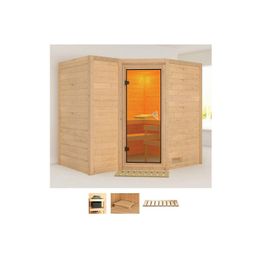 Karibu Sauna Sanna 2, BxTxH: 236 x 184 x 209 cm, 40 mm, (Set) ohne Ofen, beige