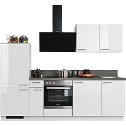 Kochstation Küchenzeile KS-Scafa, vormontiert, mit höhenverstellbaren Füßen, vormontiert, wahlweise mit E-Geräten, mit Soft-Close, Breite 260 cm, weiß