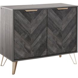 LEONIQUE Sideboard Nanterie, aus edler Holzoptik, mit exklusivem Fischgrätenmuster, Breite 90 cm, grau