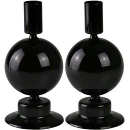 AM Design Kerzenhalter Kerzenständer mit kunstvollen Ausbuchtungen (Set, 2 St), aus Glas, Höhe ca. 16 cm, Dekoobjekt, schwarz