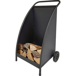 FIREFIX Aufbewahrungsbox Holzwagen, mit 2 Rädern, schwarz