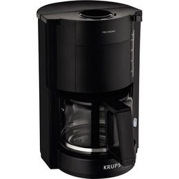 Krups Filterkaffeemaschine F30908 Pro Aroma, mit Glaskanne, 1,25L Füllmenge, 10-15 Tassen, 1050W, Schwarz, schwarz