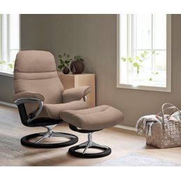 stressless® Relaxsessel Sunrise (Set, Relaxsessel mit Hocker), mit Signature Base, Größe S, Gestell Schwarz, beige