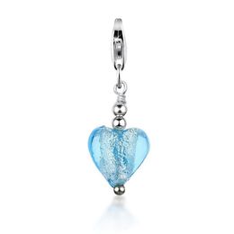 NENALINA Charm-Einhänger Herz-Anhänger Symbol Liebe Muranoglas 925 Silber, silberfarben