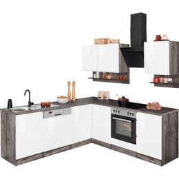 Kochstation Küche KS-Virginia, Stellbreite 220/220 cm, wahlweise mit E-Geräten, weiß
