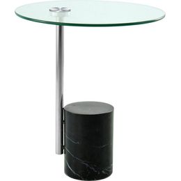 Kayoom Beistelltisch Beistelltisch Rosario 525, Tischgestell in Metall-Marmor-Kombination, Sockel Ø 17 cm, schwarz|silberfarben