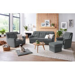 VILLA BECK Polstergarnitur Lugano, (Set, 3-tlg), Kopfteilverstellung, in Sitzhöhe 46 cm, 3-Sitzer und 2x Sessel, schwarz