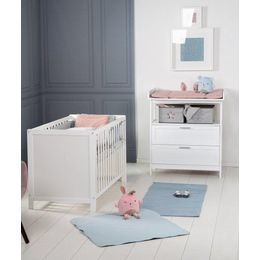 Roba® Babymöbel-Set Hamburg, (Spar-Set, 2-St., Kinderbett, Wickelkommode), mit Kinderbett und Wickelkommode mit 2 Schubladen, weiß