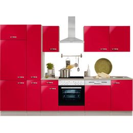 Optifit Küchenzeile Faro, mit E-Geräten, Breite 300 cm, rot