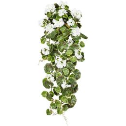 Kunstpflanze Geranienhänger, Creativ green, Höhe 80 cm, weiß