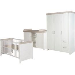 Roba® Babyzimmer-Komplettset Felicia, (Set, 3-St., Kinderbett, Wickelkommode, Kleiderschrank), mit Kinderbett, Schrank und Wickelkommode, weiß