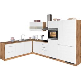 Kochstation Küche KS-Luhe, Stellbreite 240x330 cm, wahlweise mit oder ohne E-Geräten, MDF-Fronten, weiß