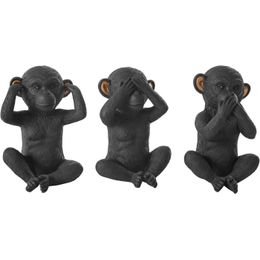 LEONIQUE Dekofigur Affen (3er-Set), schwarz
