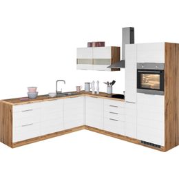 Kochstation Küche KS-Luhe, Stellbreite 240x270 cm, wahlweise mit oder ohne E-Geräten, MDF-Fronten, weiß
