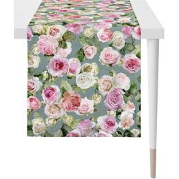 Apelt Tischläufer 1624 Summergarden, Sommerdeko, Sommer (1-tlg), Digitaldruck, grün|rosa|weiß