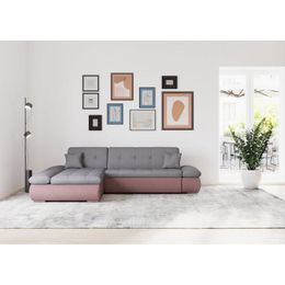 DOMO collection Ecksofa Moric Schlafsofa B/T/H 300/172/80 cm, auch in Cord, L-Form, XXL-Format, wahlweise auch mit Bettfunktion und Armverstellung, grau