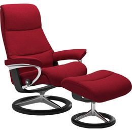 stressless® Relaxsessel View (Set, Relaxsessel mit Hocker), mit Signature Base, Größe S,Gestell Schwarz, rot