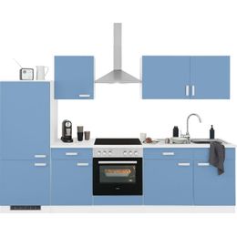 Wiho-Küchen wiho Küchen Küchenzeile Husum, mit E-Geräten, Breite 280 cm, blau|weiß