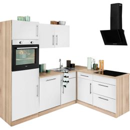 Wiho-Küchen wiho Küchen Winkelküche Cali, mit E-Geräten, Stellbreite 230 x 170 cm, braun|weiß