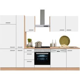 Optifit Küchenzeile Odense, Breite 300 cm mit 28 mm starker Arbeitsplatte, mit Besteckeinsatz, weiß