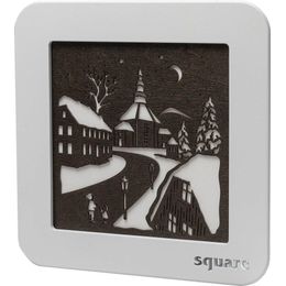 Weigla LED-Bild Square - Wandbild Seiffen, Weihnachtsdeko, (1 St), mit Timer, einseitiges Motiv, braun|weiß