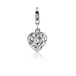 NENALINA Charm-Einhänger Herz Ornament Anhänger Love liebe 925 Silber, silberfarben