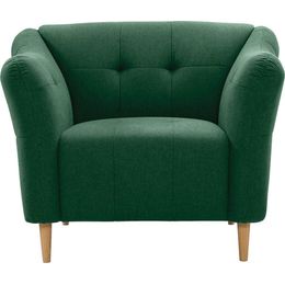 exxpo - sofa fashion Sessel Soraya, mit Holzfüßen, frei im Raum stellbar, grün